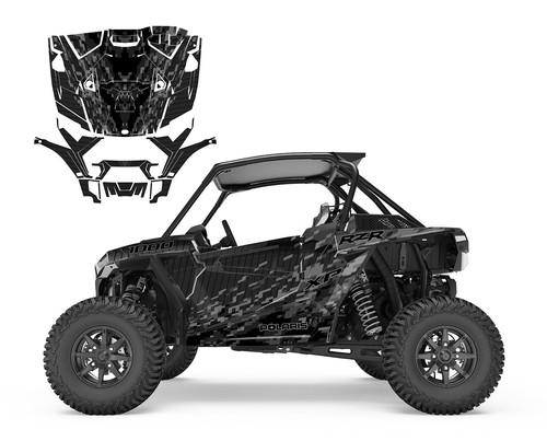 2019 2022 Polaris RZR XP TURBO S graphic wrap kit design 1901 Black ...