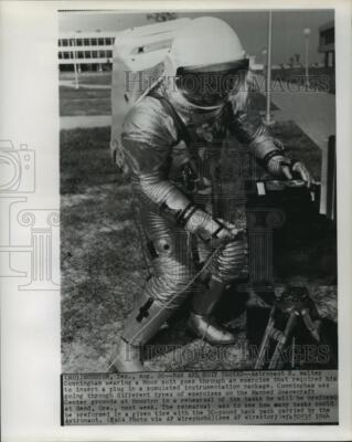 1964 Press Photo Astronaut R. Walter Cunningham Wearing Moon Suit For ...