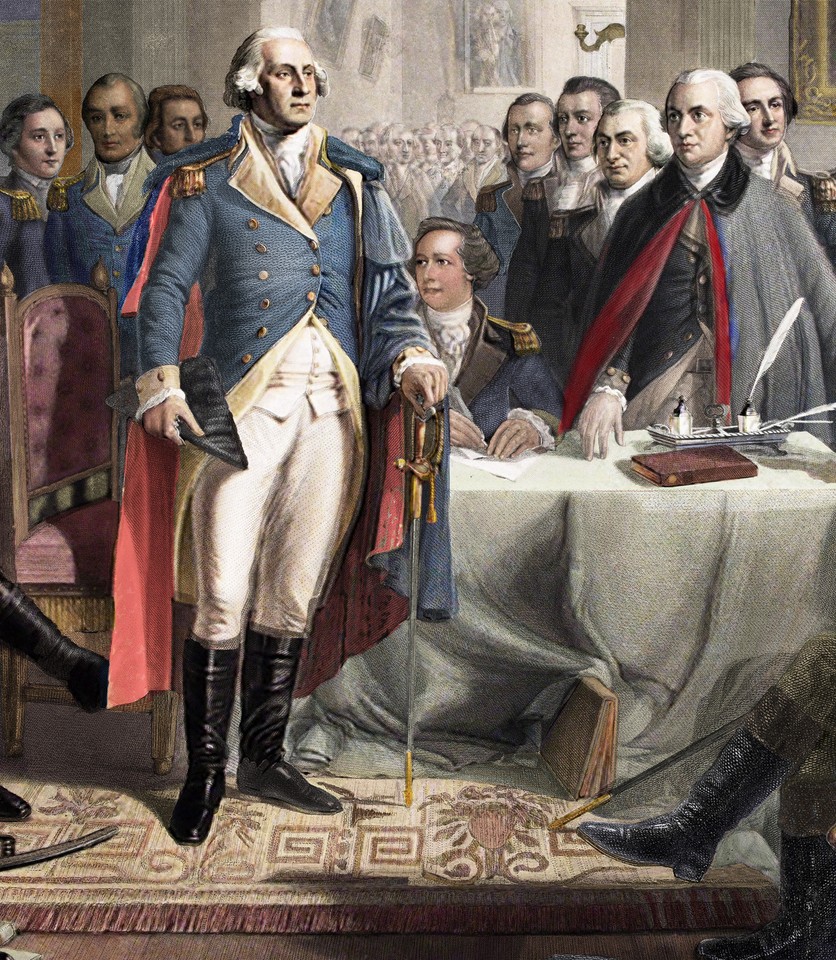 George WASHINGTON AND HIS GENERALS colored engraving print Actual Size ...