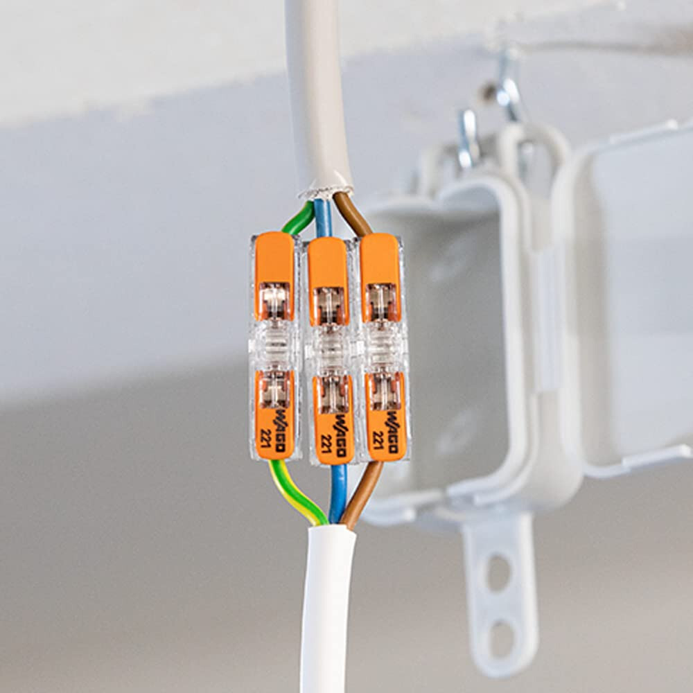 10x WAGO 2-Leiter-Klemme Durchgangsverbinder Klemme mit Hebel 221-2411 ...