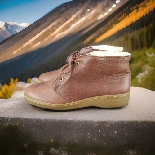 VTG Bates Floaters Brown Leather Wool Fleece Lined Chukka Ankle Boots ...