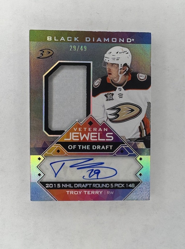 TROY TERRY 2024-25 BLACK DIAMOND VETERAN JEWELS PATCH AUTO /49 Anaheim ...