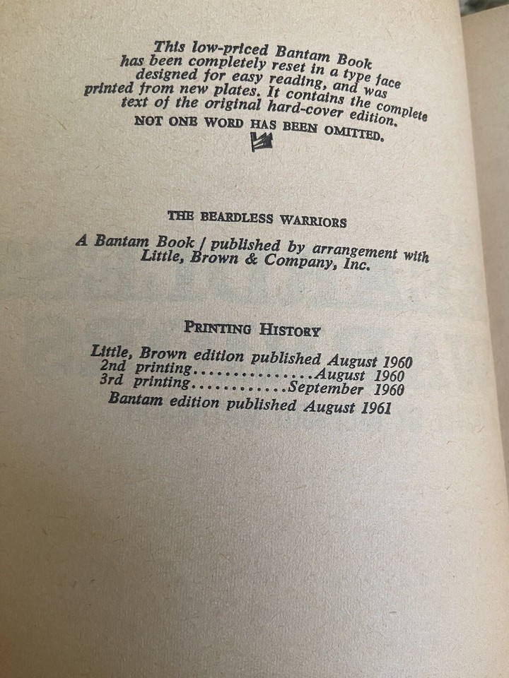 THE BEARDLESS WARRIORS by Richard Matheson Paperback Book, War World II ...