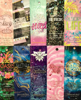 10 Assorted Designer Skin Tanning Lotion Packets No Duplicates Free ...