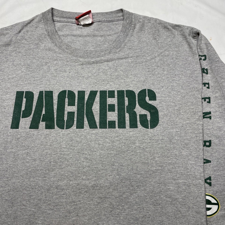 Green Bay Packers Long Sleeve T-Shirt Mens Large Gray NFL Football Team ...