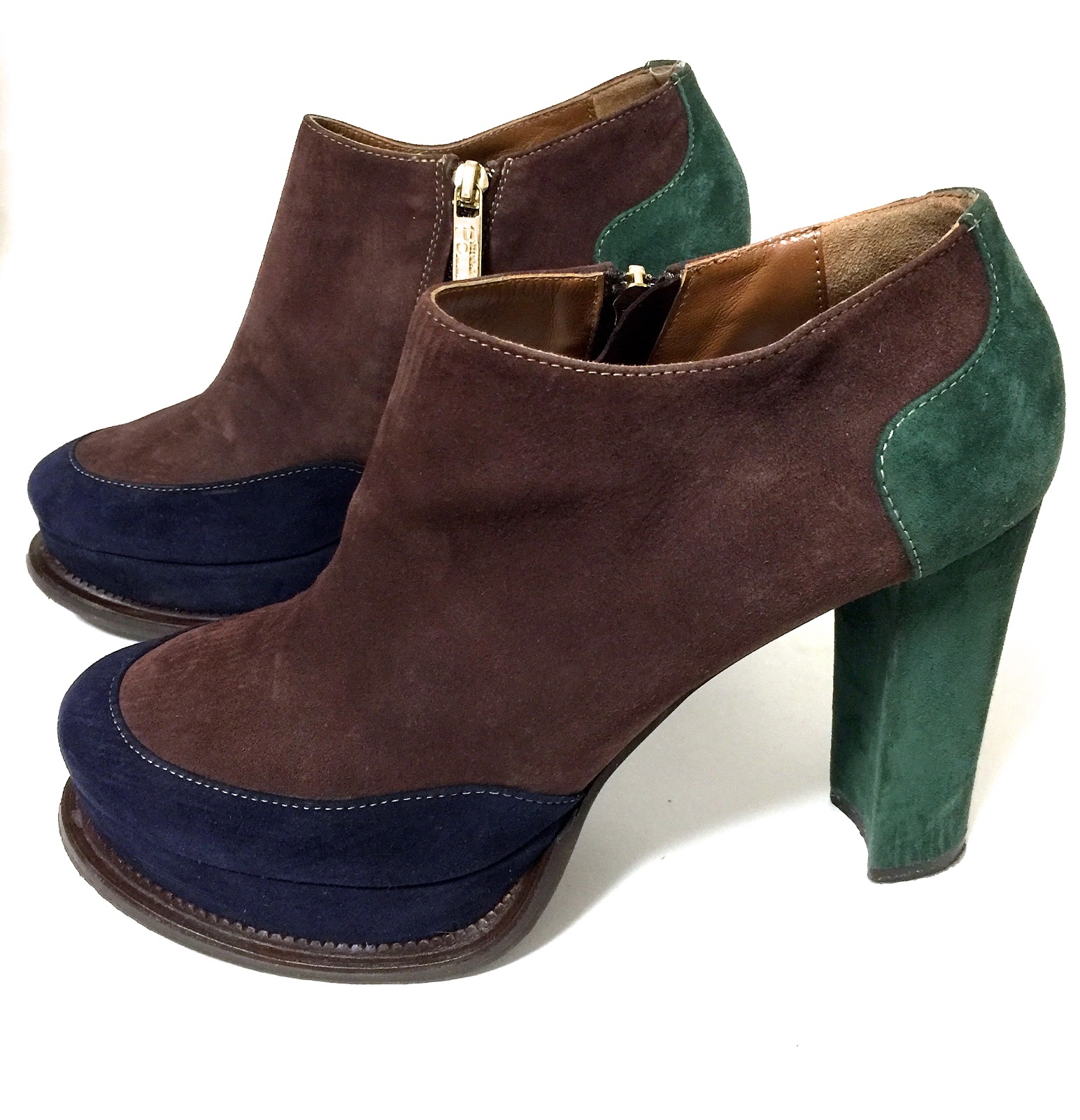 STUDIO POLLINI Polina Brown Suede Leather High Heel P… - Gem