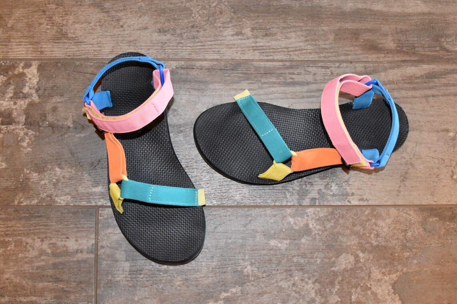 Teva Original Universal Multi Color Block Teal Pink 9… - Gem