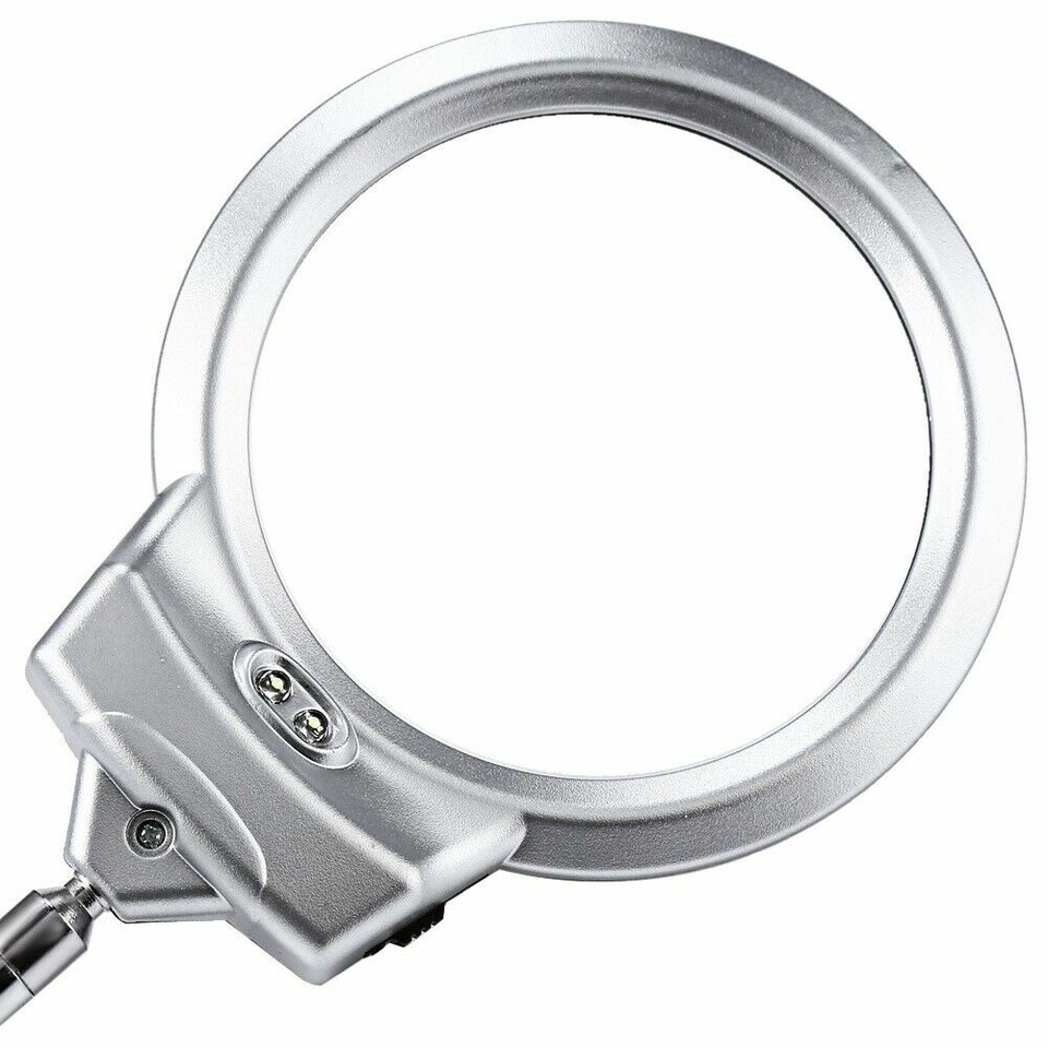 New Magnifier Clip-on Lighted Table Desk LED Clamp Lamp 2.5x 5x ...