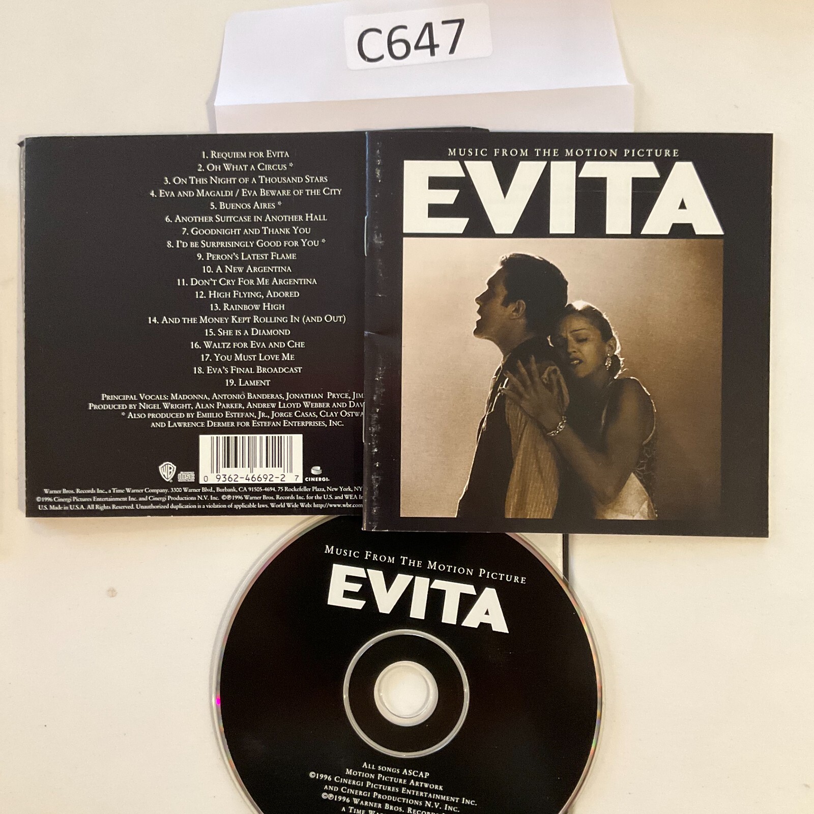 Evita - Music From The Motion Picture CD No Case No Tracking #C647 ...