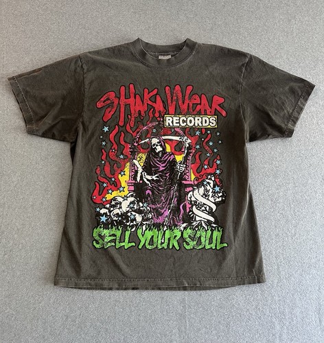 Shaka Wear T-Shirt Large Sell Your Soul Records Faded Black Graphic ...