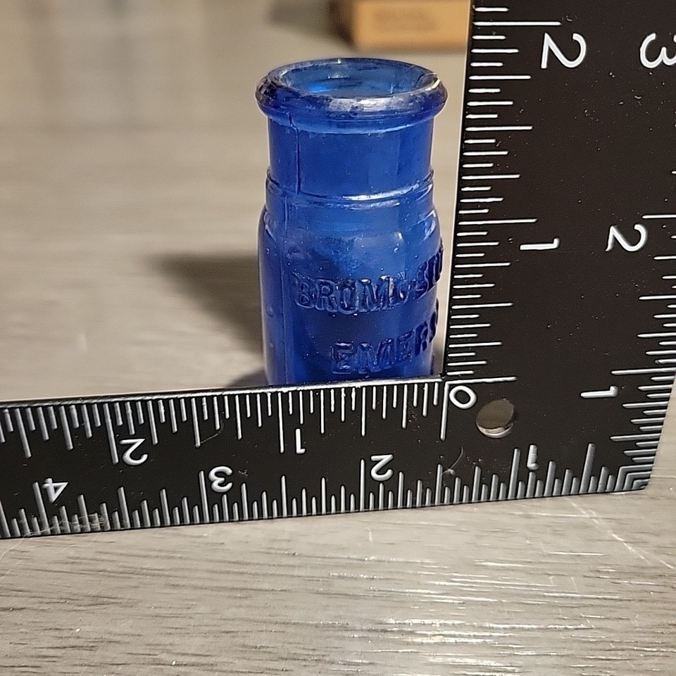 Vintage Embossed Cobalt Blue Bromo Seltzer Bottle Emerson Drug Company ...