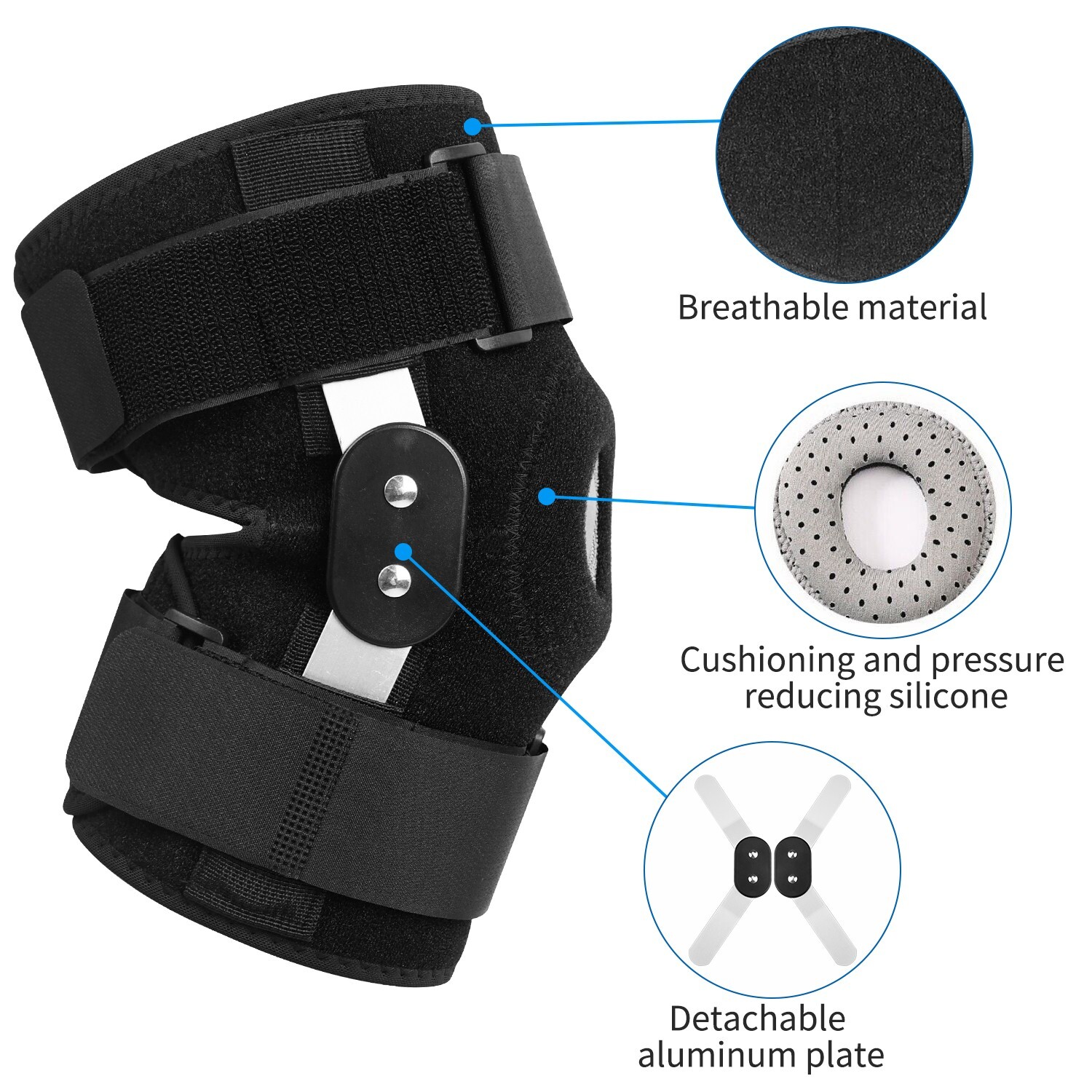 Knee Brace Hinged Compression Sleeve Joint Support Open Patella ...