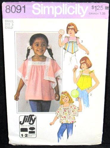 Jiffy Top Pattern Toddler Size 3 Simplicity 8091 Uncut Vintage Pattern ...