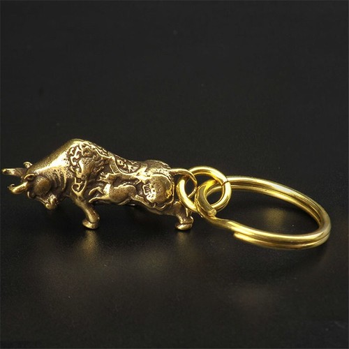 Pure Brass Bull Key Chain Pendant Animal Keychain Hanging Ring ...
