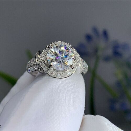 Lab Created 2.88CT Round Cut Diamond 14K White Gold Over Engagement Wedding Ring | eBay