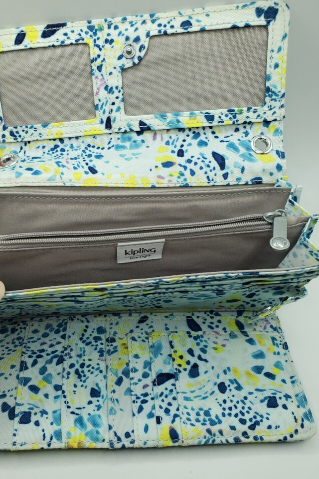 Kipling Women's Large Printed Fashion Wristlet Wallet Blue Yellow ...