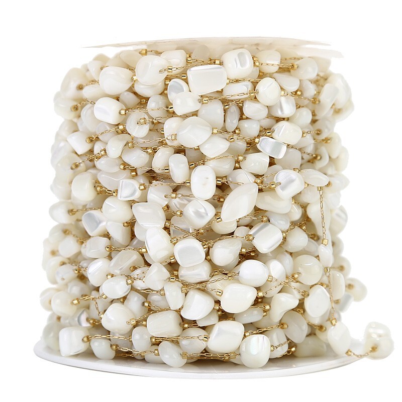 2meters stainless steel gold link white stone chain crafts | eBay