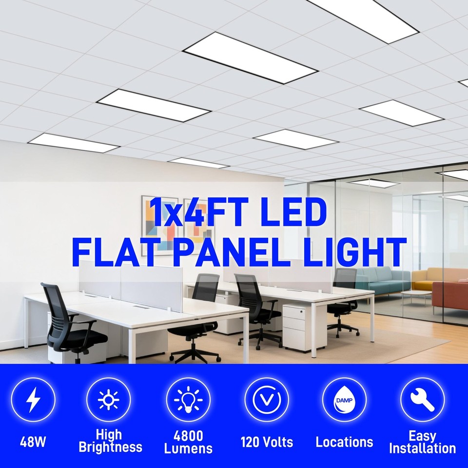 1x4 FT LED Flat Panel Selectable CCT Flush Mount Light,4800lm,48W ...