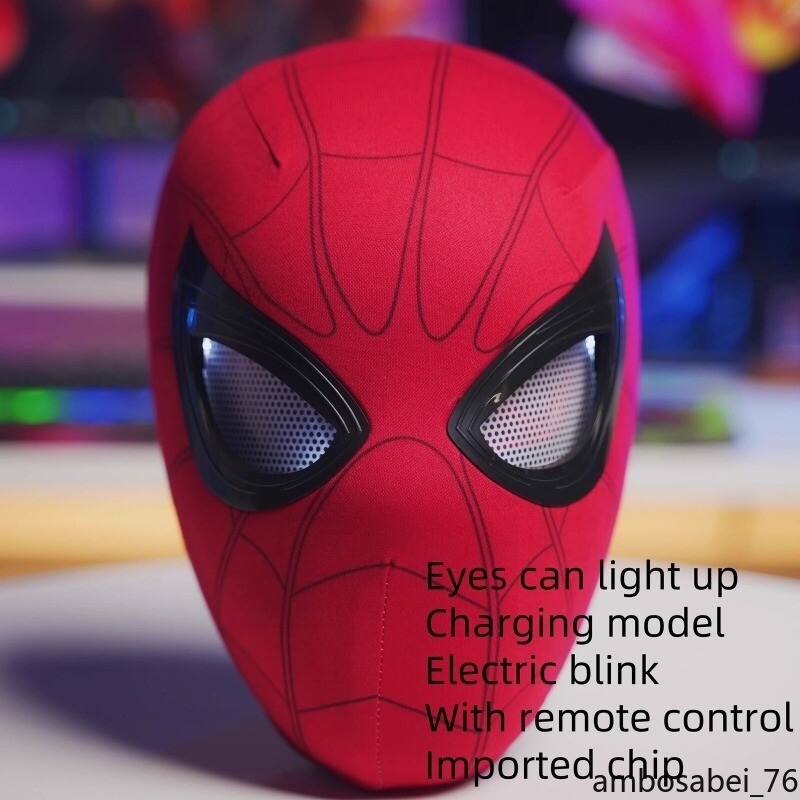 NEW Spider-Man Mask Moving Eyes Cosplay Prop Remote Control Ring Gifts ...