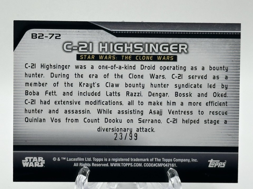 2021 Topps Star Wars Bounty Hunters C-21 Highsinger 23/99 Green #B272 ...