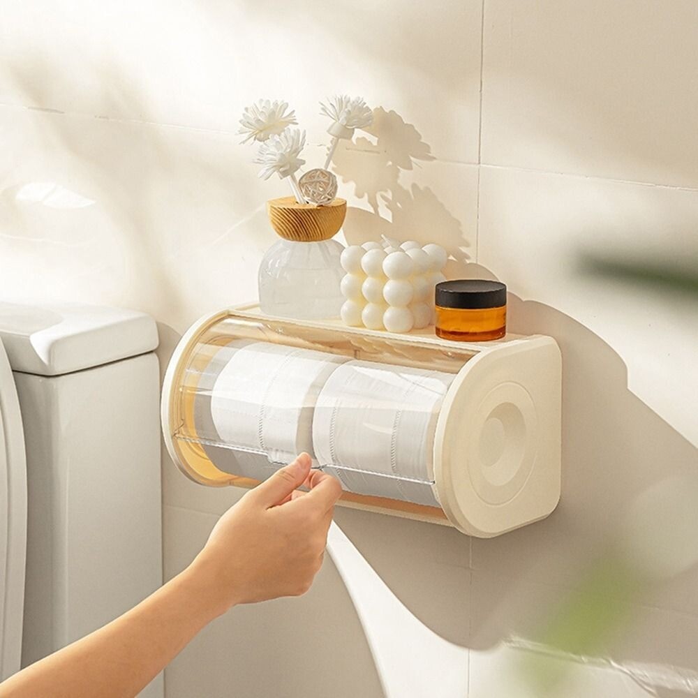 No Punching Required Toilet Roll Paper Box Wall Mounted Roll Paper ...