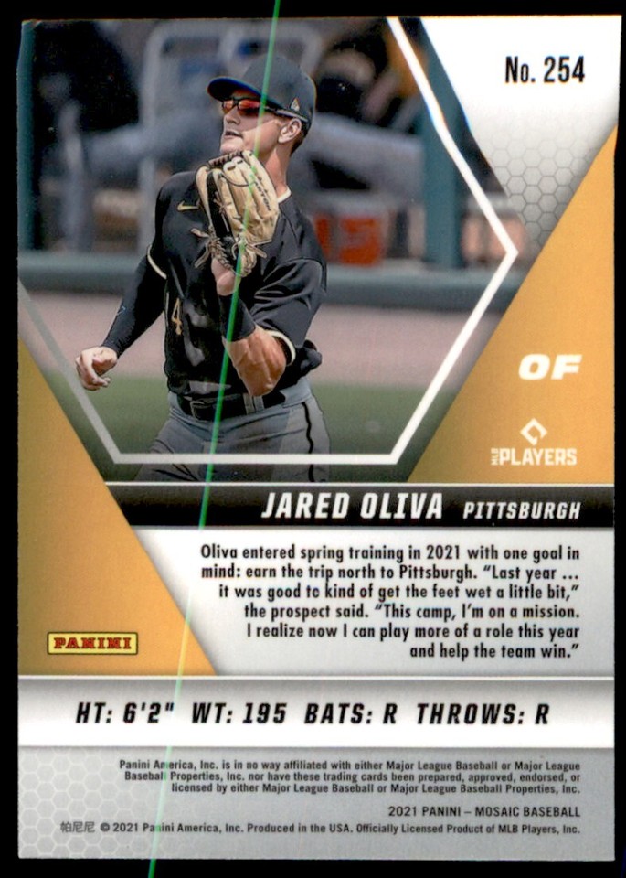 2021 PANINI MOSAIC JARED OLIVA RC PITTSBURGH PIRATES #254 | eBay