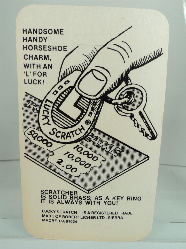 Vintage 1985 LUCKY SCRATCH Brass Lottery Scratcher Keychain Key Ring | eBay