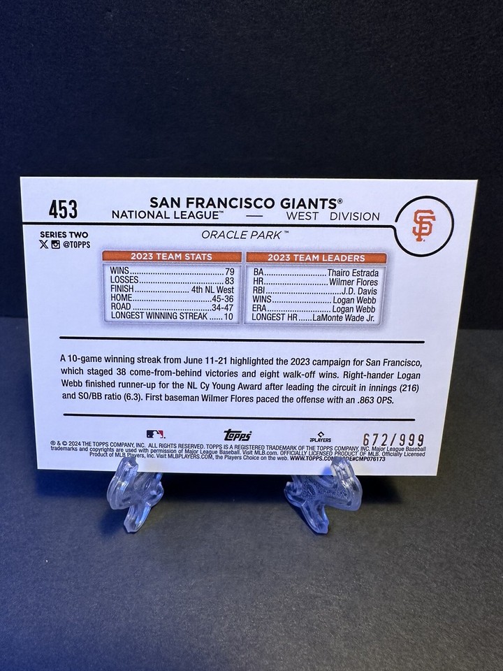 2024 Topps Series Two Giants Blue Foil Team Card Parallel #453 | eBay