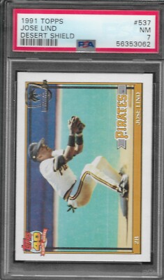 1991 Topps Desert Shield #537 Jose Lind PSA 7 NM RARE Graded Baseball ...