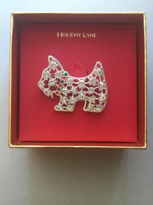 Charter Club Silver-Tone Dog Pin Brooch New Christmas Holiday Macy's ...