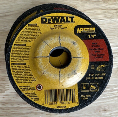 25-PACK LOT DEWALT DW4514 4-1/2" x 1/4" x 7/8" Metal Grinding Wheel ...