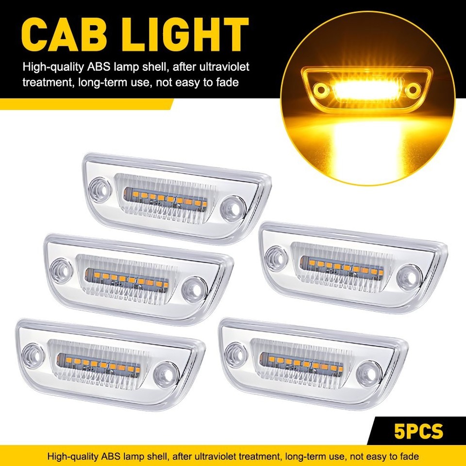 Clear Lens LED Cab Roof Marker Lights Amber Fits Kenworth T680 For ...