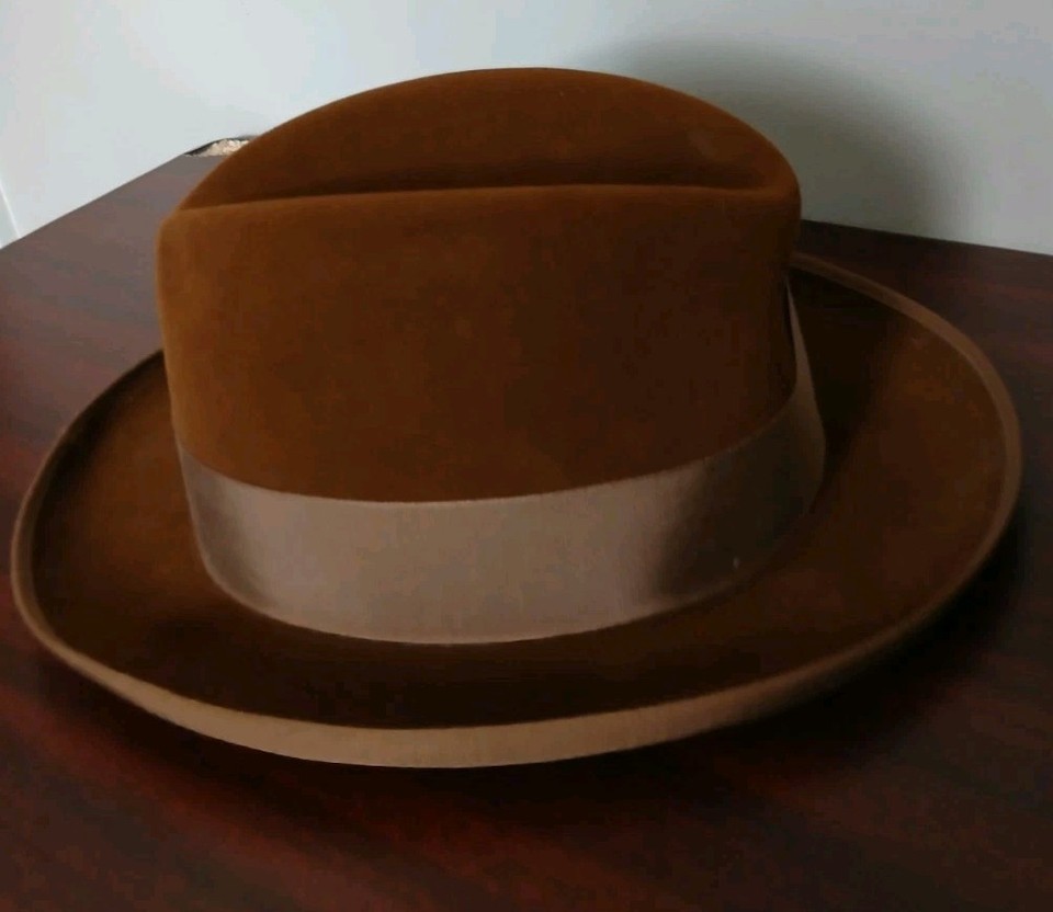 Golden Coach By Dobbs Lasalle Fedora Hat Genuine Fur Felt Cognac 7 1/4 ...