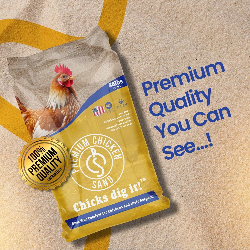 Premium Chicken Sand 50 lbs, Dust-Free, Odor-Control Bedding for ...