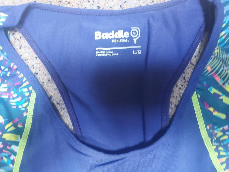 WOMEN'S BADDLE PICKLEBALL CUT OUT NAVY/MULTI TANK TOP - SIZE LARGE ...