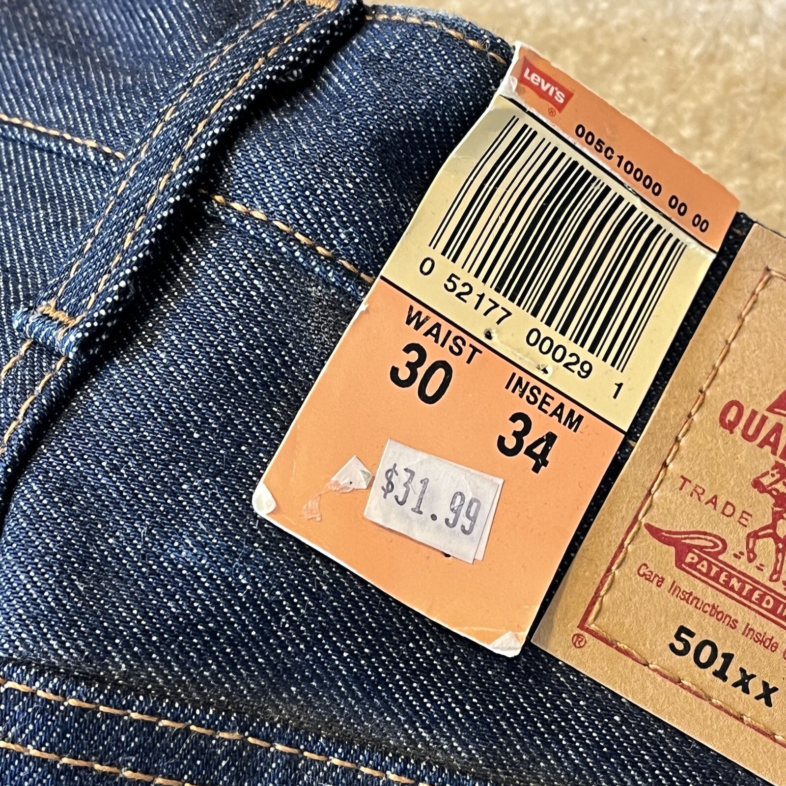 NEW VINTAGE Levis 501 XX Jeans Mens 30x34 Denim Dark Button Fly Mexico ...