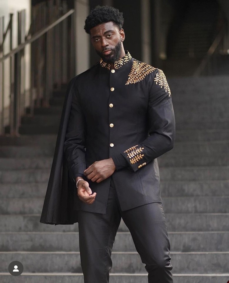 Fashion Men's Suits with Shoulder Cape Chinese Suit Red Carpet Formal ...