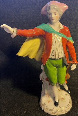Vintage Colonial Man Arm Extended Porcelain 6.5" Figurine Japan Hand ...