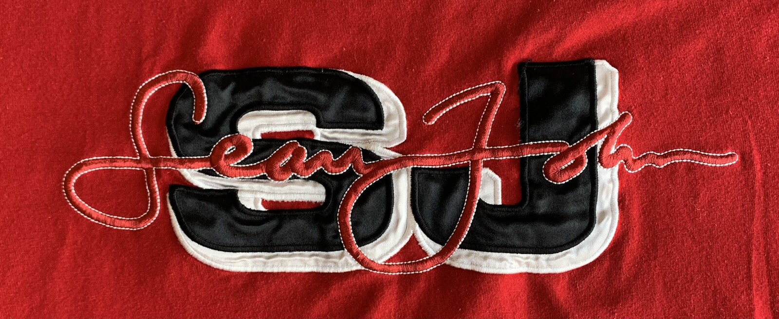 Sean John signature graphic logo hip hop red 100 % Cu… - Gem