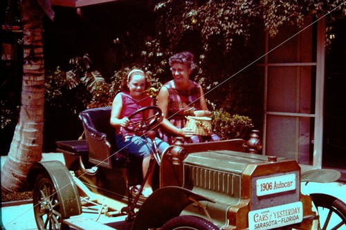 Vtg color film slide Family on autocar Horn's Cars of Yesterday ...