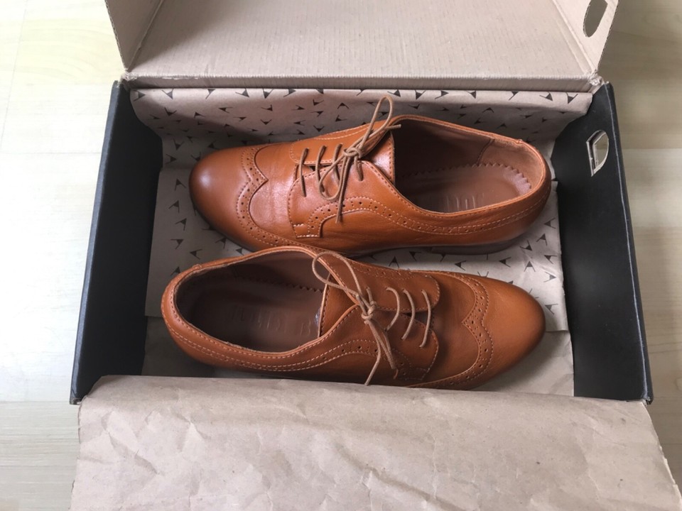 JULIA BO Womens Tan Brown Leather Astoria Derby Lace up Handcrafted ...