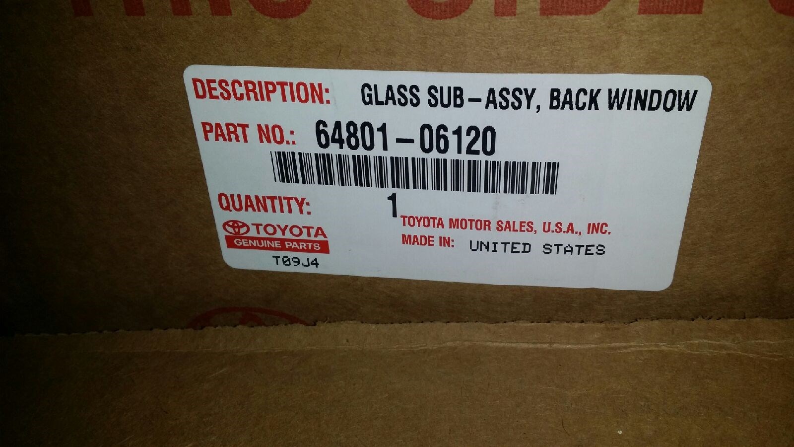 Back Glass Genuine Toyota 64801-06120 730263923326 | eBay