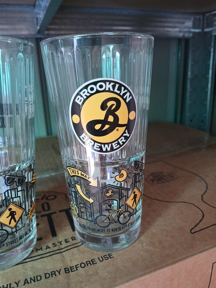 2 x Brooklyn Brewery Half Pint Beer Glass Brand New Design Homebar Pub ...