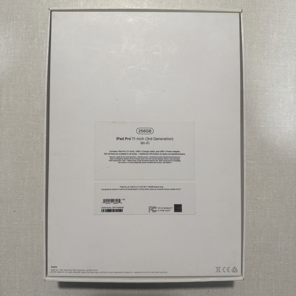 Apple iPad Pro 11-inch 3rd Gen 256GB A2377 EMPTY BOX ONLY Space Gray | eBay