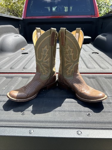 Rod Patrick Men's Lizard Cowboy Boots Brown Leather Round Toe Pull On ...