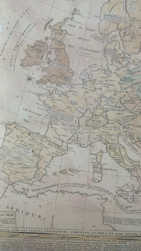 Europe Map January 1808 Large Format Texts Empire War NAPOLEON ...