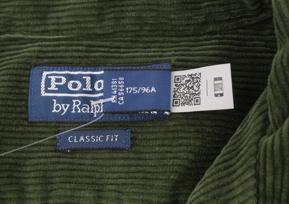 Ralph Lauren Mens Shirt M Green Corduroy Classic For Patch Pockets Logo ...