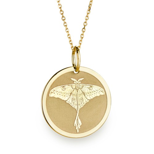 14K Gold Luna Moth Necklace, Personalized Gothic Moth Pendant, Dainty ...