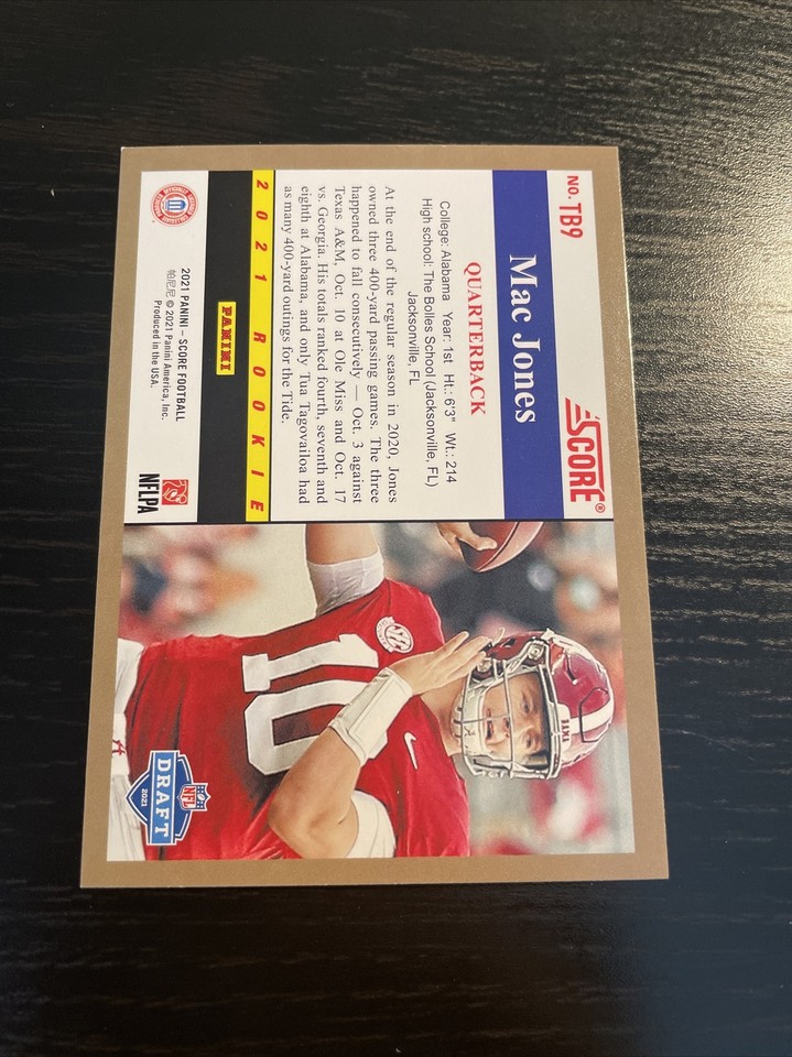 2021 Score Mac Jones Rookie Card Throwback #TB9 New England Patriots | eBay