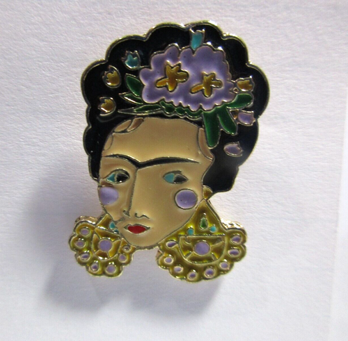 Frieda Kahlo Floral Hat Lapel Pin 1.25"T X 7/8"W | eBay